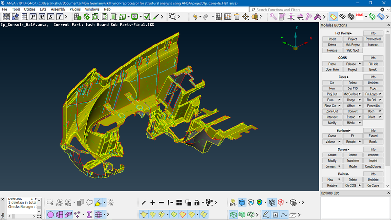 Project 1 - 2D meshing on the instrumental Panel : Skill-Lync