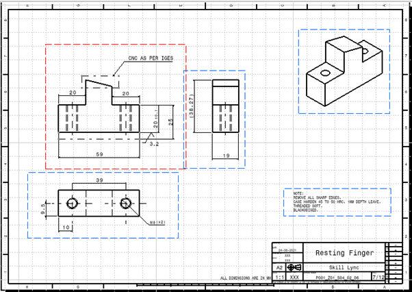 2D Detailing of Clamp units and Pin Units : Skill-Lync