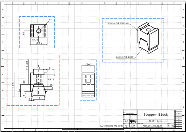 2D Detailing of Clamp units and Pin Units : Skill-Lync