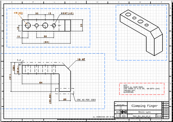 2D Detailing of Clamp units and Pin Units : Skill-Lync