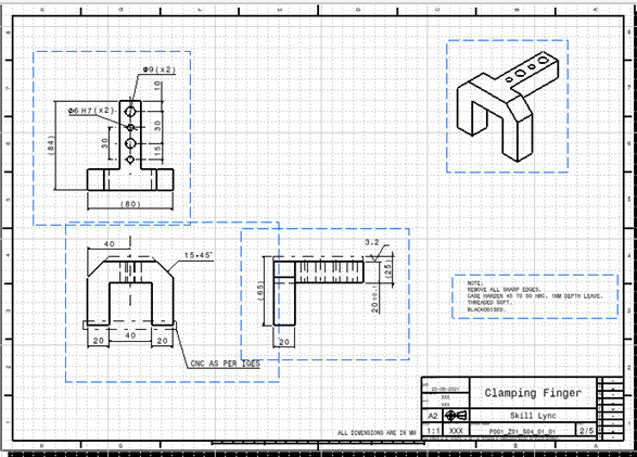 2D Detailing of Clamp units and Pin Units : Skill-Lync