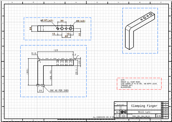 2D Detailing of Clamp units and Pin Units : Skill-Lync
