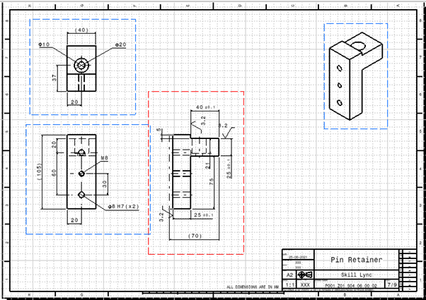 2D Detailing of Clamp units and Pin Units : Skill-Lync