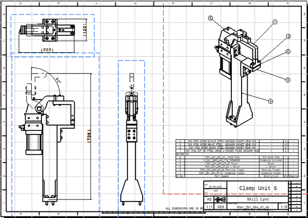 2D Detailing of Clamp units and Pin Units : Skill-Lync