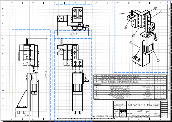 2D Detailing of Clamp units and Pin Units : Skill-Lync