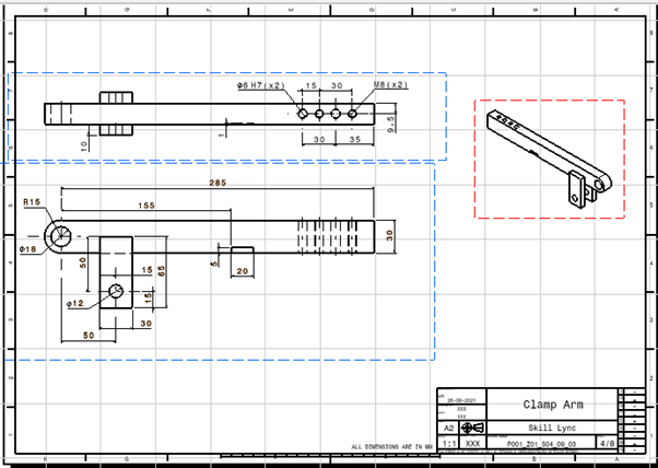 2D Detailing of Clamp units and Pin Units : Skill-Lync