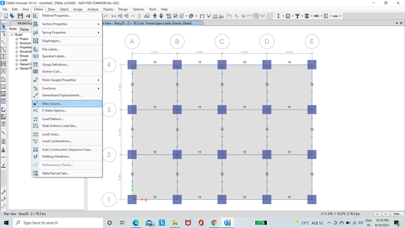 Modelling of 25 storey building with the specified properties using ...